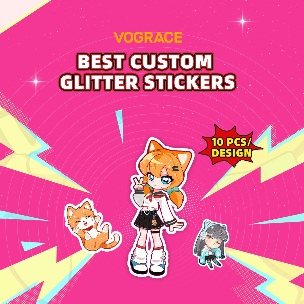 Custom Glitter Stickers: Create Dazzling Designs with Vograce's Premiu ...