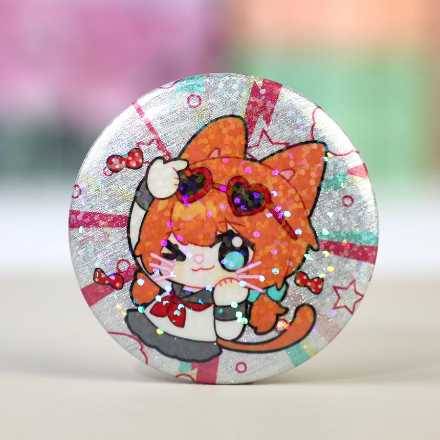 Custom Round Glitter Holographic Button Pins – VOGRACE