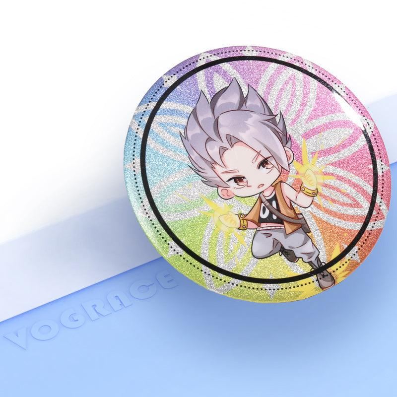 Custom Round Glitter Holographic Button Pins – VOGRACE